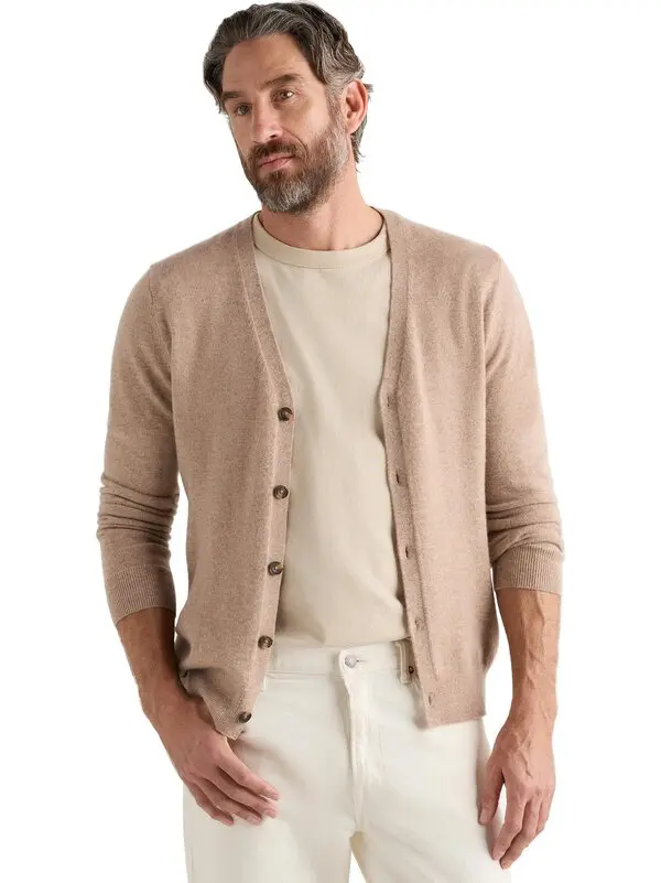 Quince Mongolian Cashmere Cropped Cardigan Sweater - Oatmeal