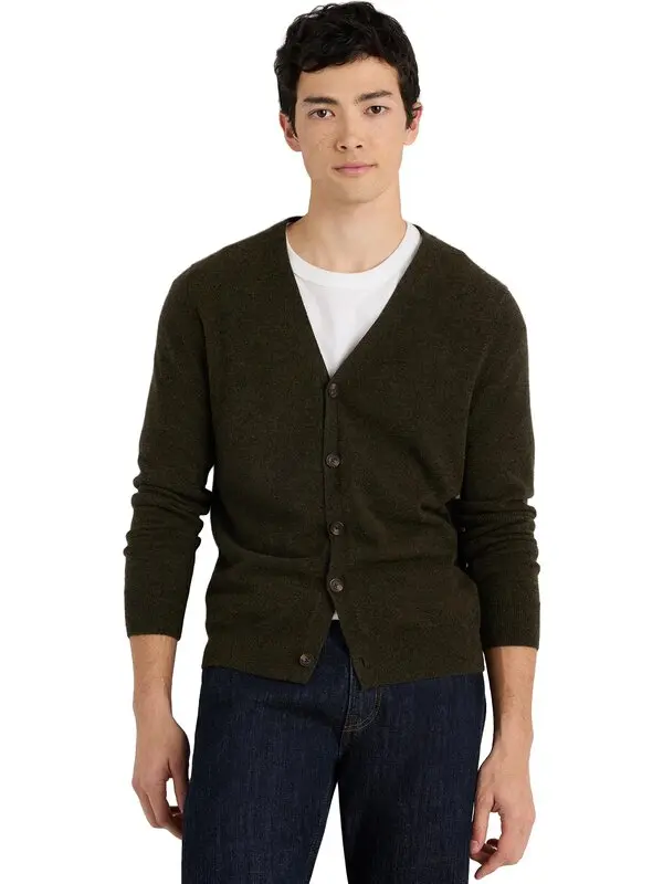 Quince Cashmere Cardigan Sweater - Olive Twist