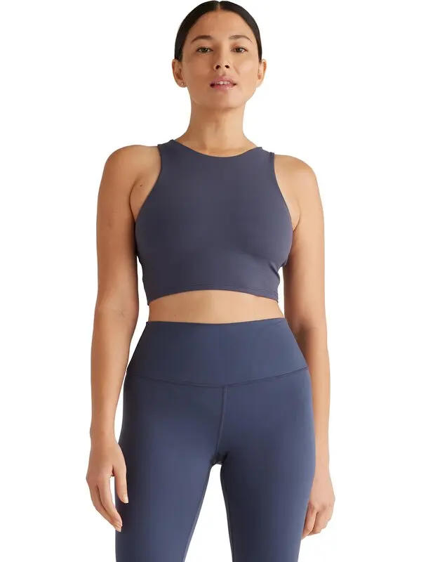 Quince Ultra-form High-neck Cropped Tank Top - Blue Fog