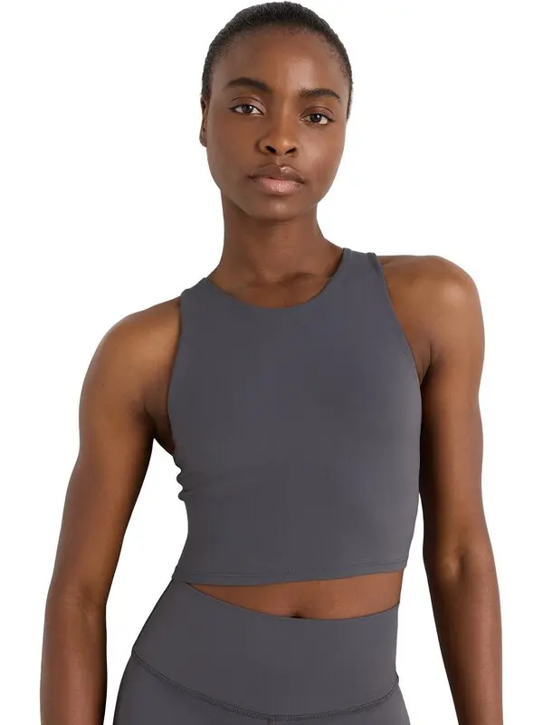 Quince Ultra-form High-neck Cropped Tank Top - Dark Coal