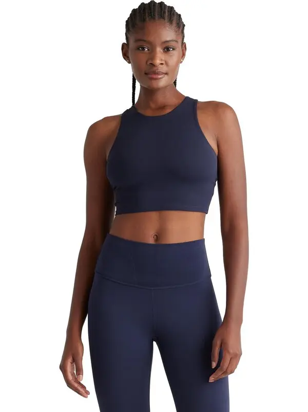 Quince Ultra-form High-neck Cropped Tank Top - Deep Navy