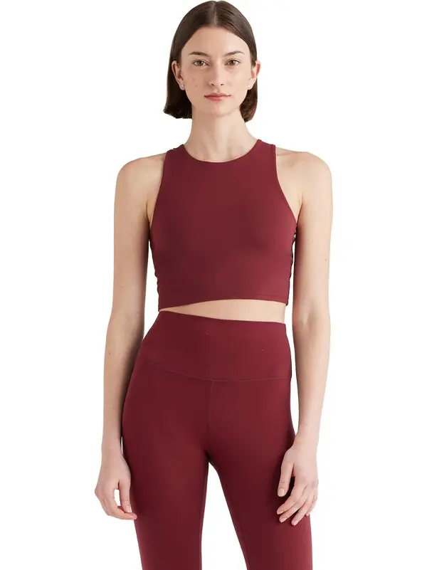 Quince Ultra-form High-neck Cropped Tank Top - Merlot
