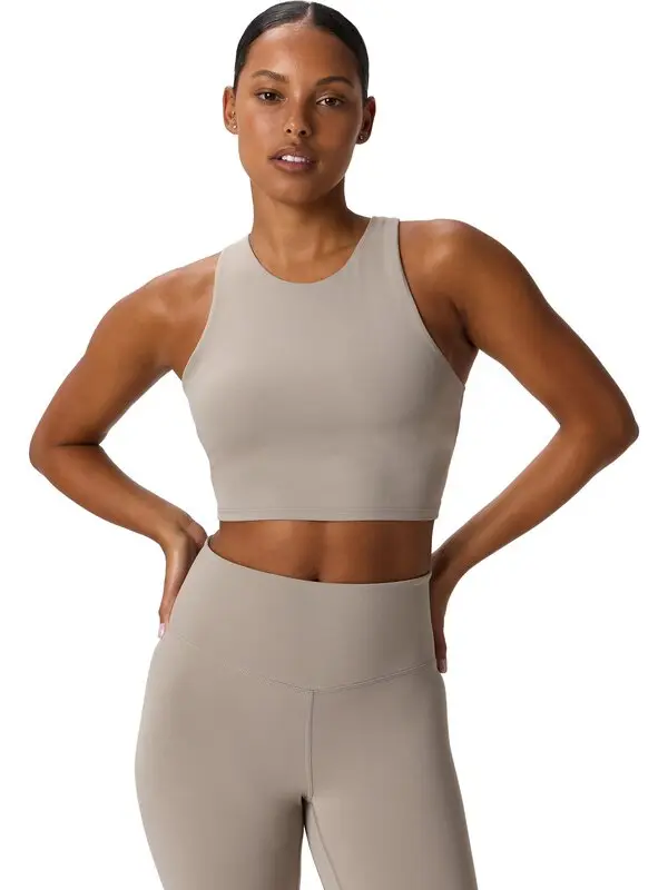 Quince Ultra-form High-neck Cropped Tank Top - Morel Grey