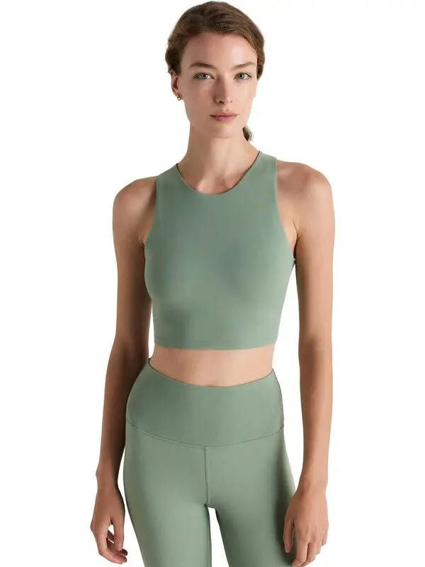 Quince Ultra-form High-neck Cropped Tank Top - Sea Spray Green