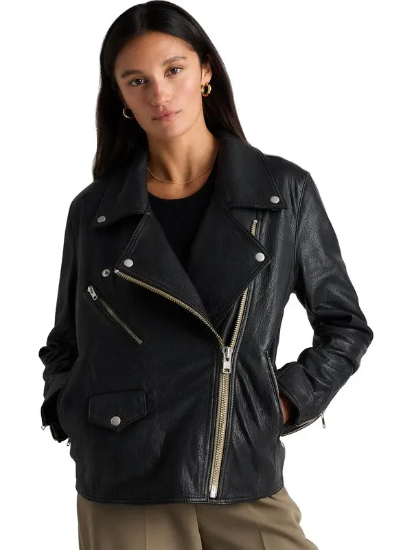 Quince Oversized Biker Jacket - Black