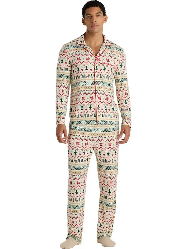 Quince Italian Saffiano Leather Laptop Backpack - Fairisle Scene