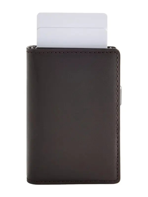 Quince Italian Leather Rfid Card Holder - Hickory
