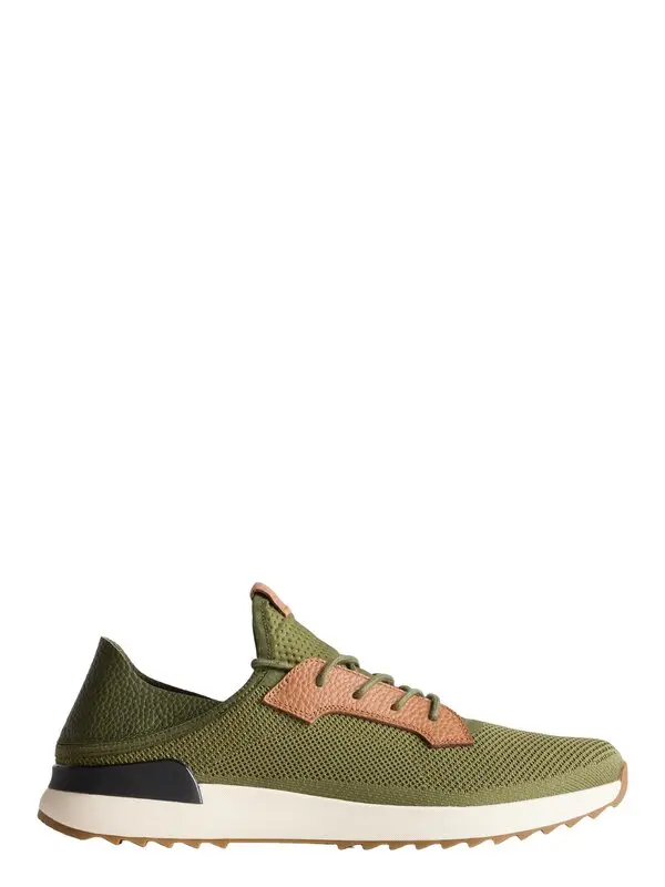 Quince Italian Leather And Suede Retro Runner - Military Olive
