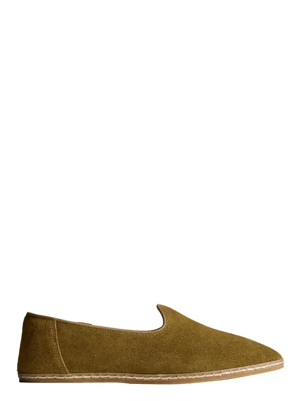 Quince Italian Leather And Suede Retro Runner - Vintage Olive