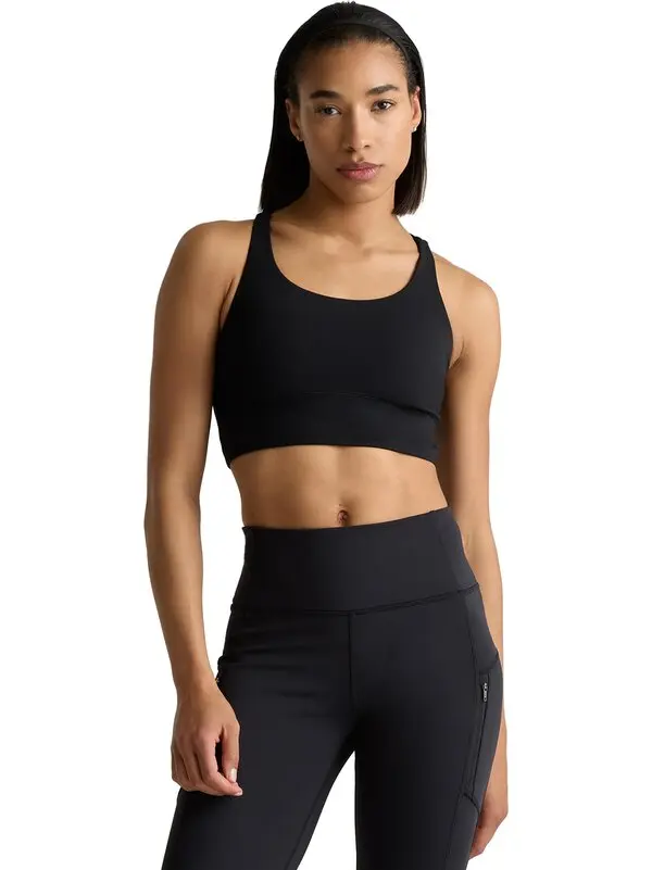 Quince Power-up Long Line Strappy Sports Bra - Black
