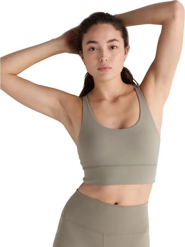 Quince Power-up Long Line Strappy Sports Bra - Desert Tan