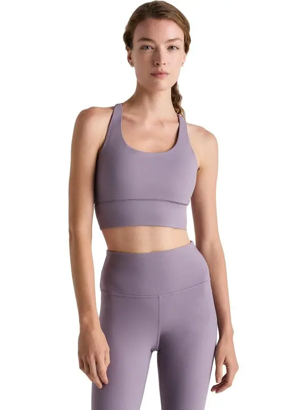 Quince Power-up Long Line Strappy Sports Bra - Moonlit Grey