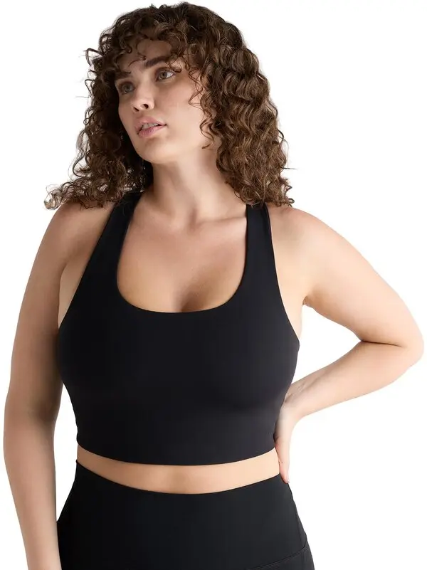 Quince Ultra-form Scoop Neck Longline Bra - Black