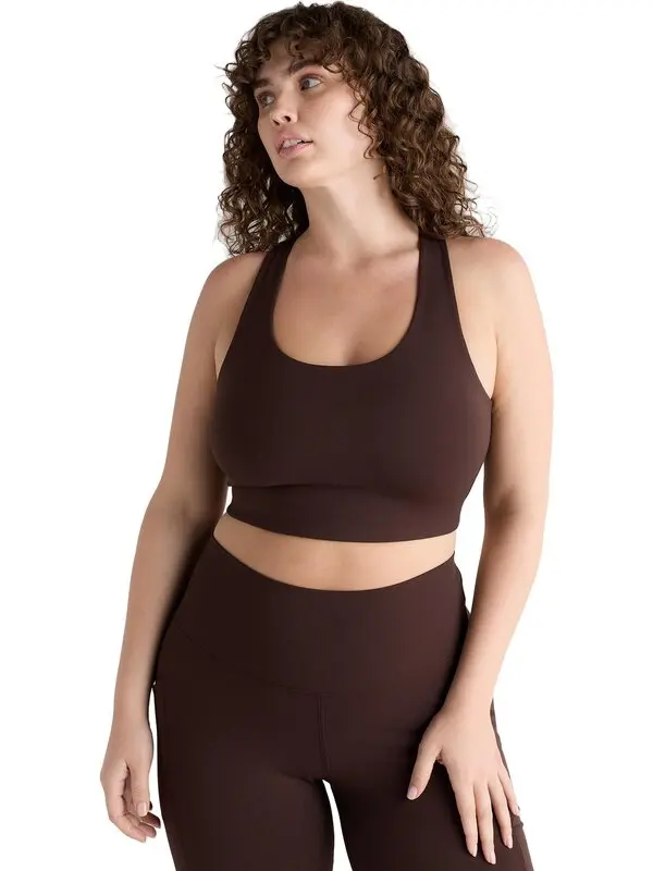 Quince Ultra-form Scoop Neck Longline Bra - Espresso