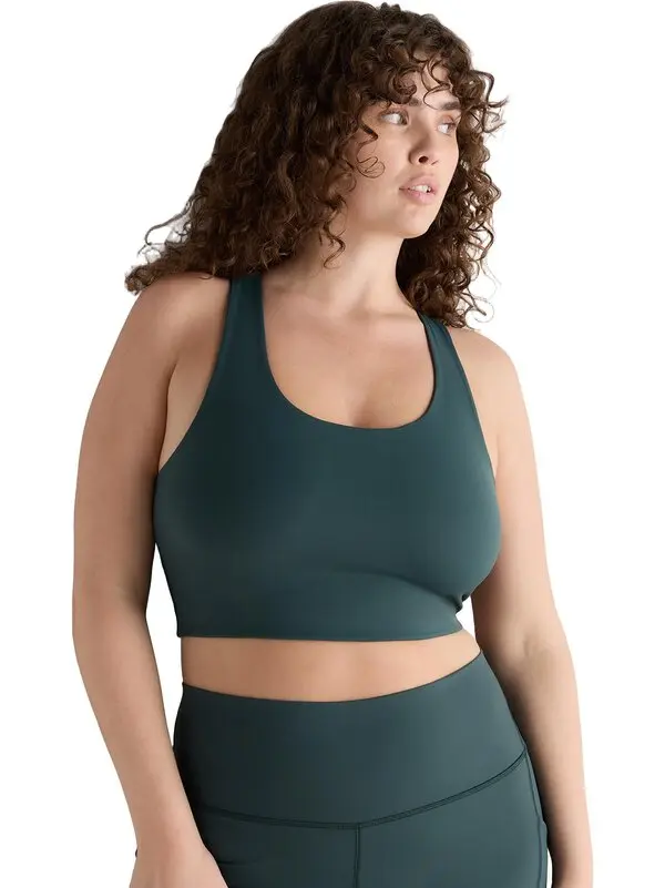 Quince Ultra-form Scoop Neck Longline Bra - Forest Green