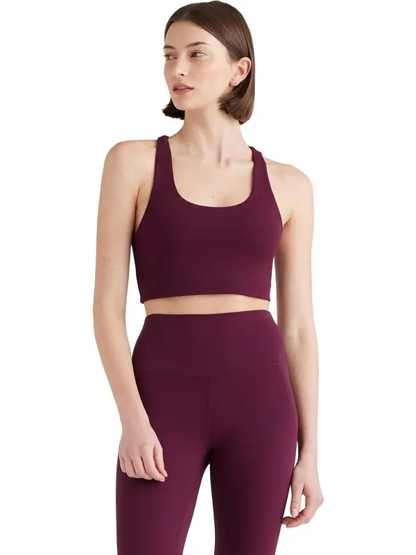 Quince Ultra-form Scoop Neck Longline Bra - Plum