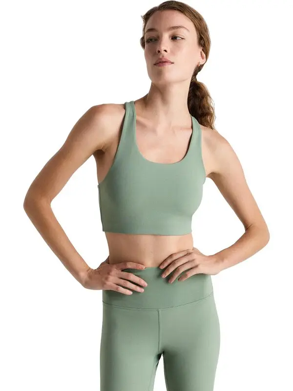 Quince Ultra-form Scoop Neck Longline Bra - Sea Spray Green