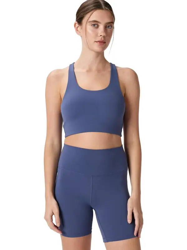 Quince Ultra-form Scoop Neck Longline Bra - Storm Blue