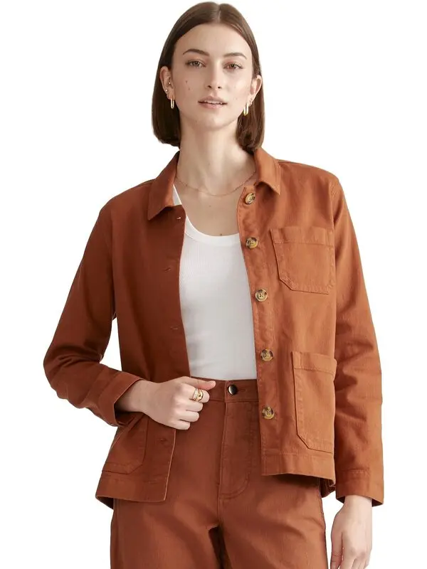 Quince Organic Comfort Stretch Chore Jacket - Rust