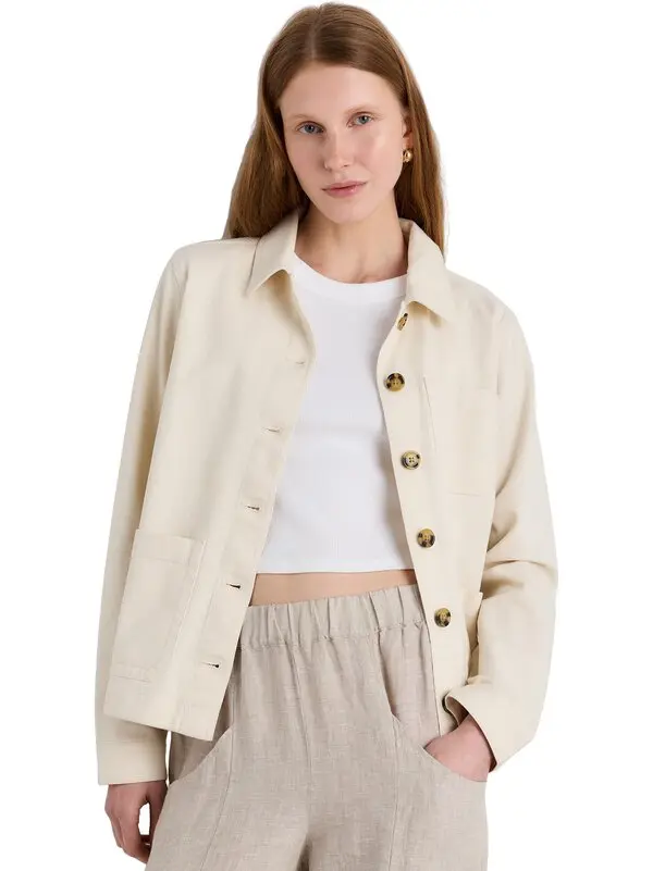 Quince Organic Comfort Stretch Chore Jacket - Vanilla