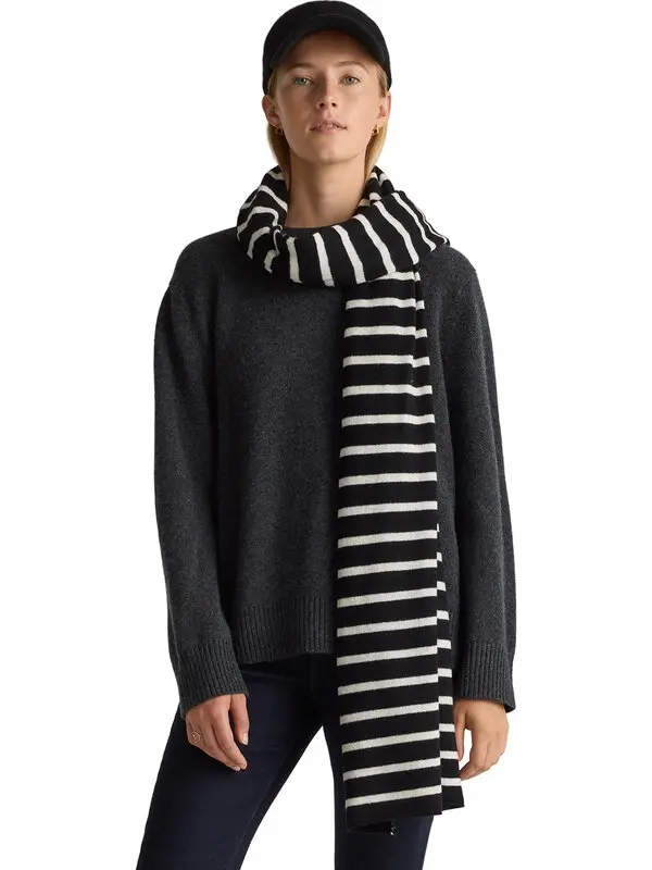 Quince Mongolian Cashmere Wrap - Black/ivory Stripe