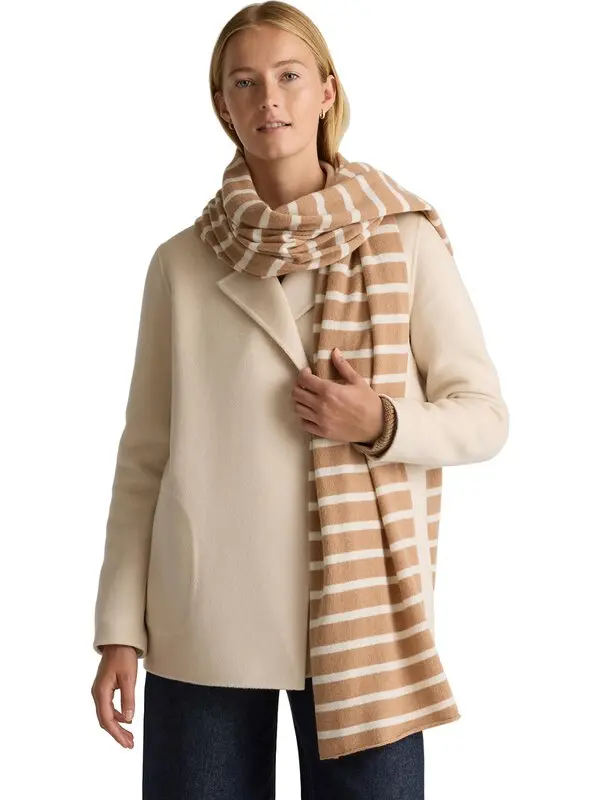 Quince Mongolian Cashmere Wrap - Camel/ivory Stripe