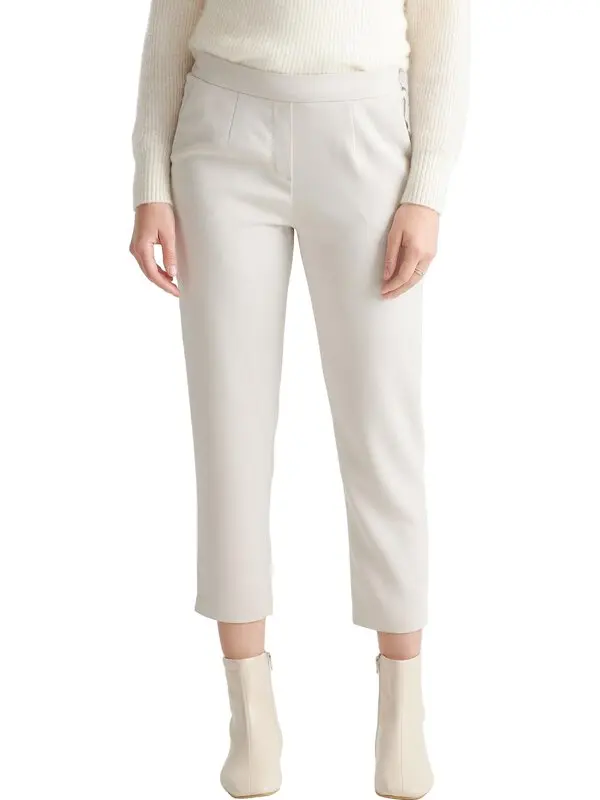 Quince Stretch Crepe Pleated Ankle Pants - Sand