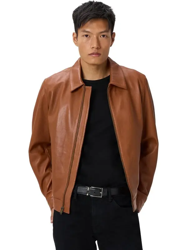 Quince Harrington Leather Jacket - Dark Cognac Brown