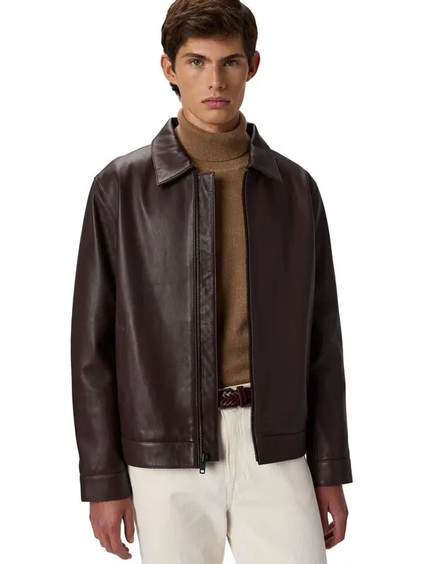 Quince Harrington Leather Jacket - Rich Brown