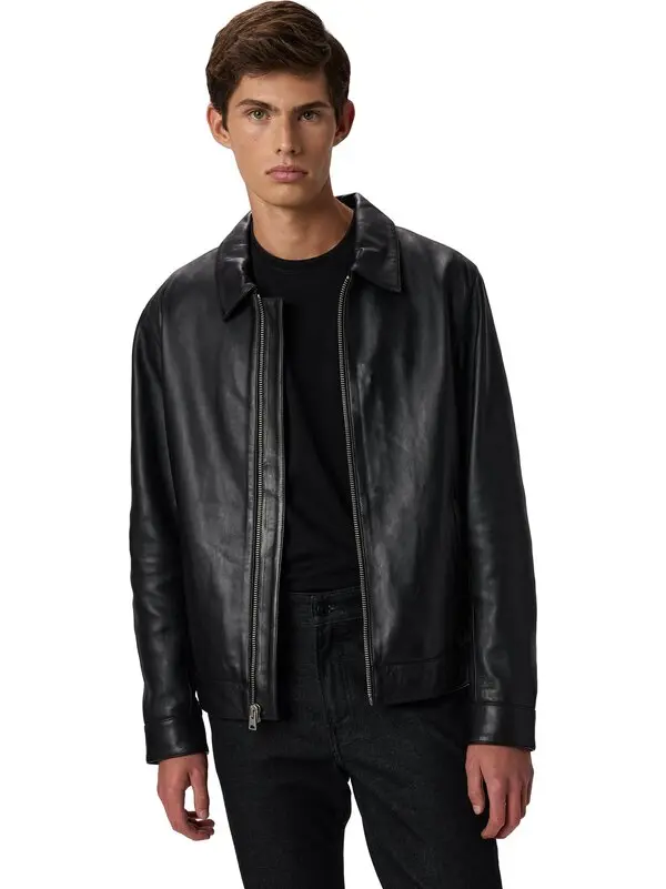 Quince Harrington Leather Jacket - True Black