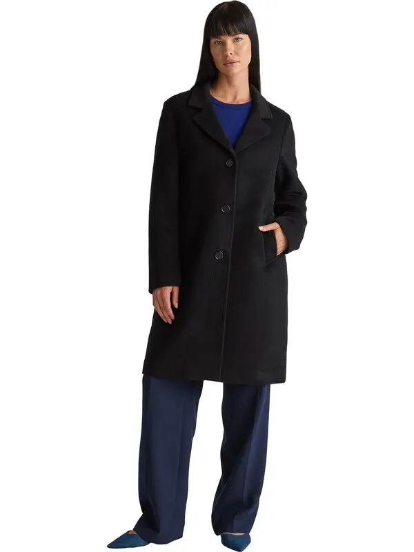 Quince Camel Hair Single-breasted Midi Coat - Black