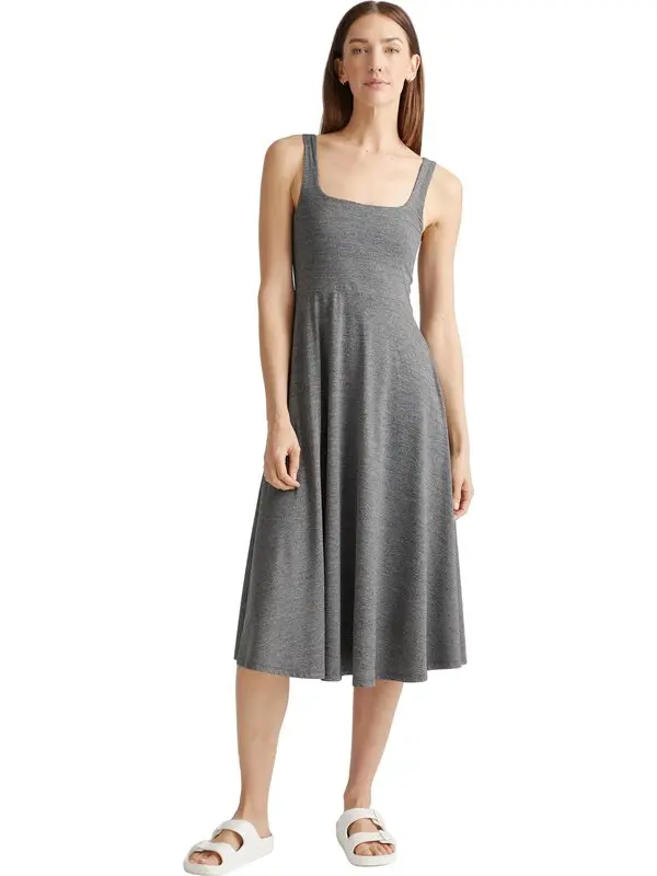 Quince Flowknit Breeze Fit & Flare Dress - Charcoal
