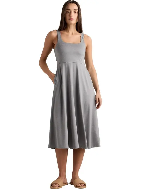 Quince Flowknit Breeze Fit & Flare Dress - Heather Grey