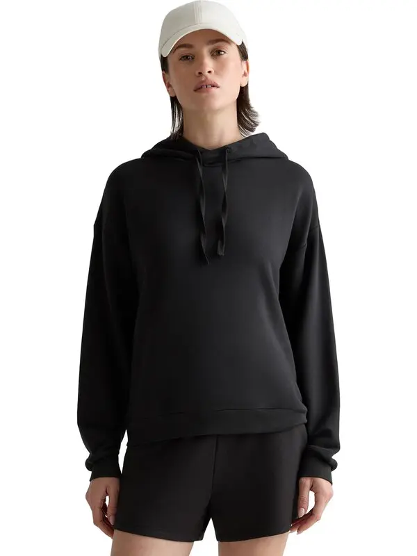 Quince Supersoft Fleece Pullover Hoodie - Black