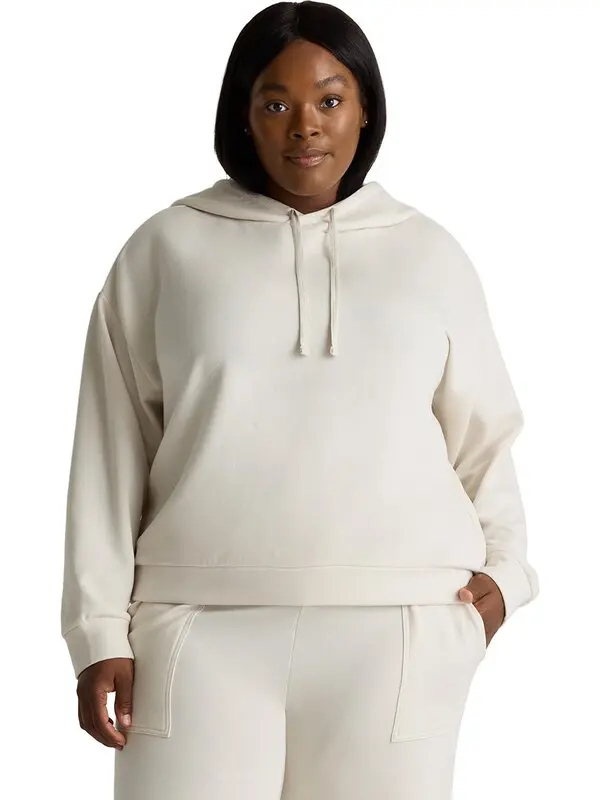 Quince Supersoft Fleece Pullover Hoodie - Off-white