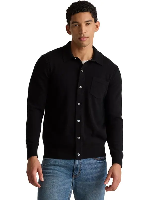 Quince Mongolian Cashmere Button Down Sweater - Black