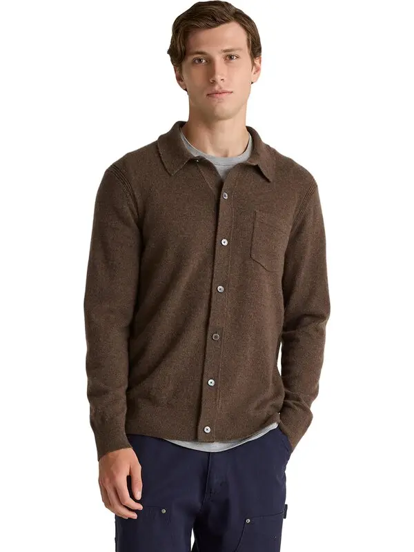 Quince Mongolian Cashmere Button Down Sweater - Brown