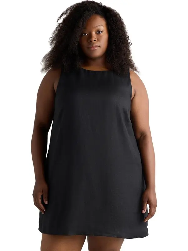 Quince 100% European Linen Tank Mini Dress - Black