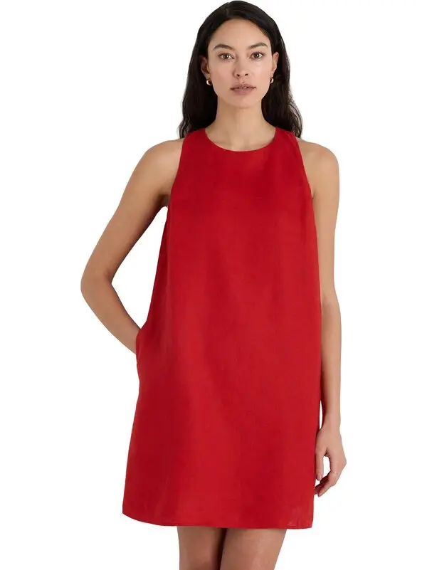 Quince 100% European Linen Tank Mini Dress - Chile