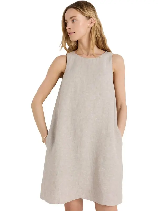 Quince 100% European Linen Tank Mini Dress - Flax