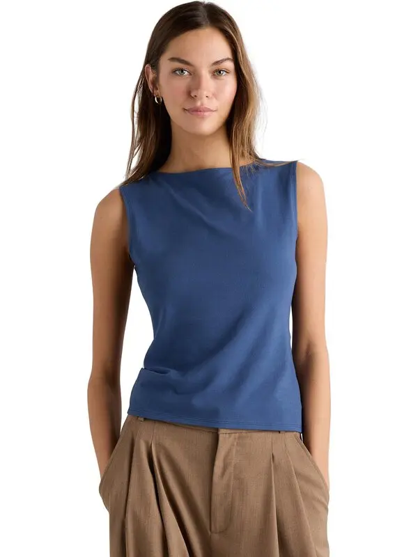 Quince Stretch Cotton Jersey Tank Top - Twilight Blue