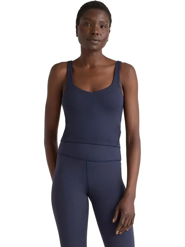 Quince Ultra-form V-neck Cropped Tank Top - Deep Navy