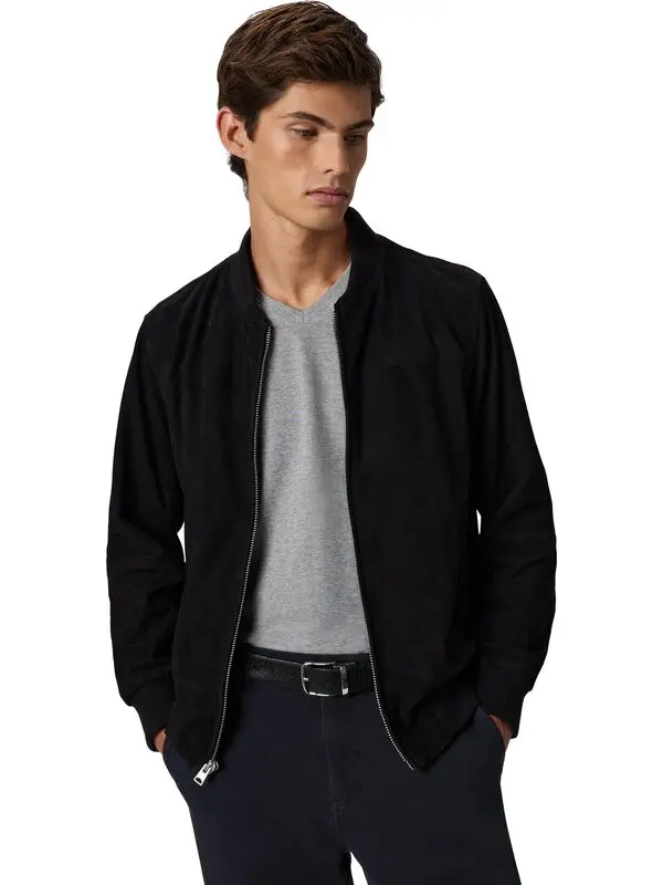 Quince Suede Bomber Jacket - True Black