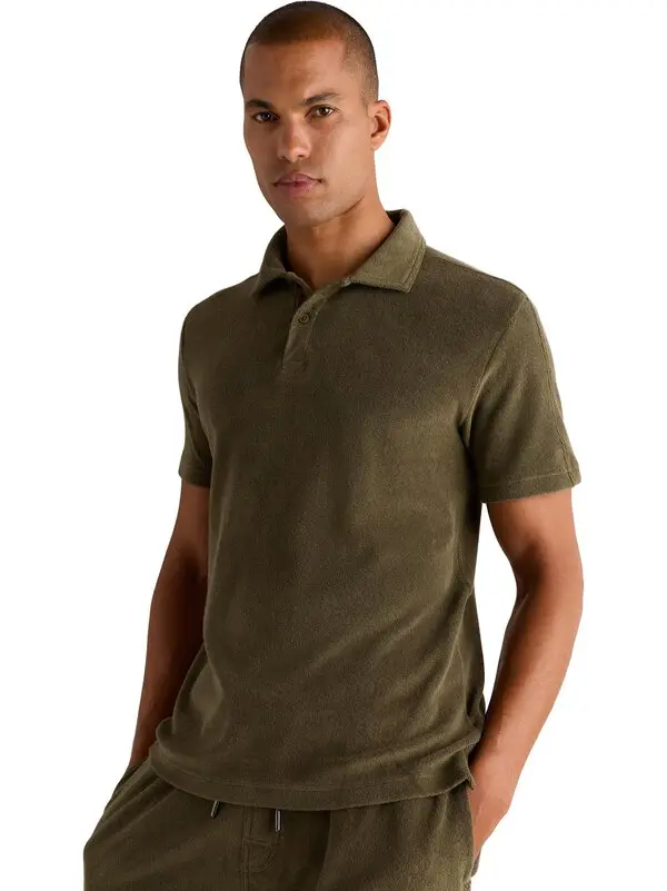 Quince Terry Towel Polo - Bayberry Olive