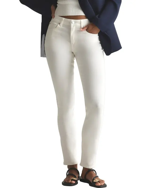 Quince Luna Stretch Slim Straight Jeans - Cloud White