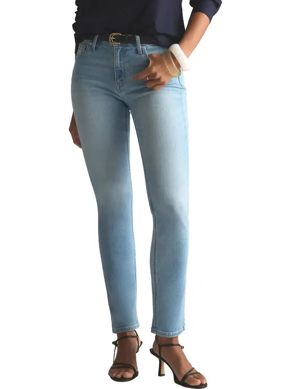 Quince Luna Stretch Slim Straight Jeans - Frosted Blue