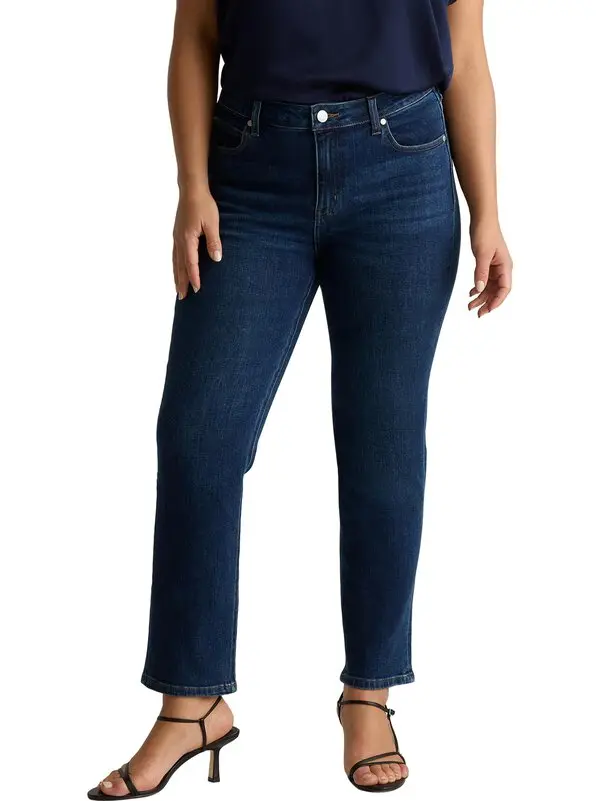 Quince Luna Stretch Slim Straight Jeans - Midnight Blue