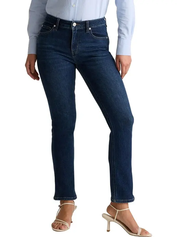 Quince Luna Stretch Slim Straight Jeans - Midnight Blue