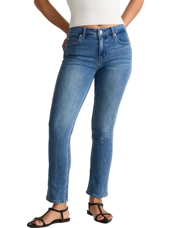 Quince Luna Stretch Slim Straight Jeans - Seaside Blue