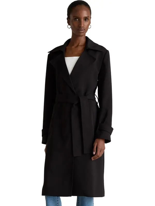 Quince Stretch Crepe Trench Coat - Black